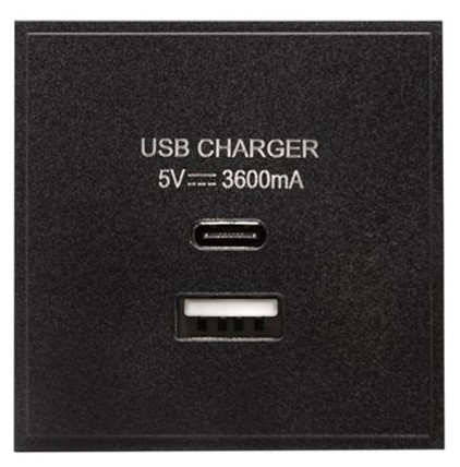 Deta S1443BK USB Outlet Module 1 x Type C 1 x Type A 3 0A Black