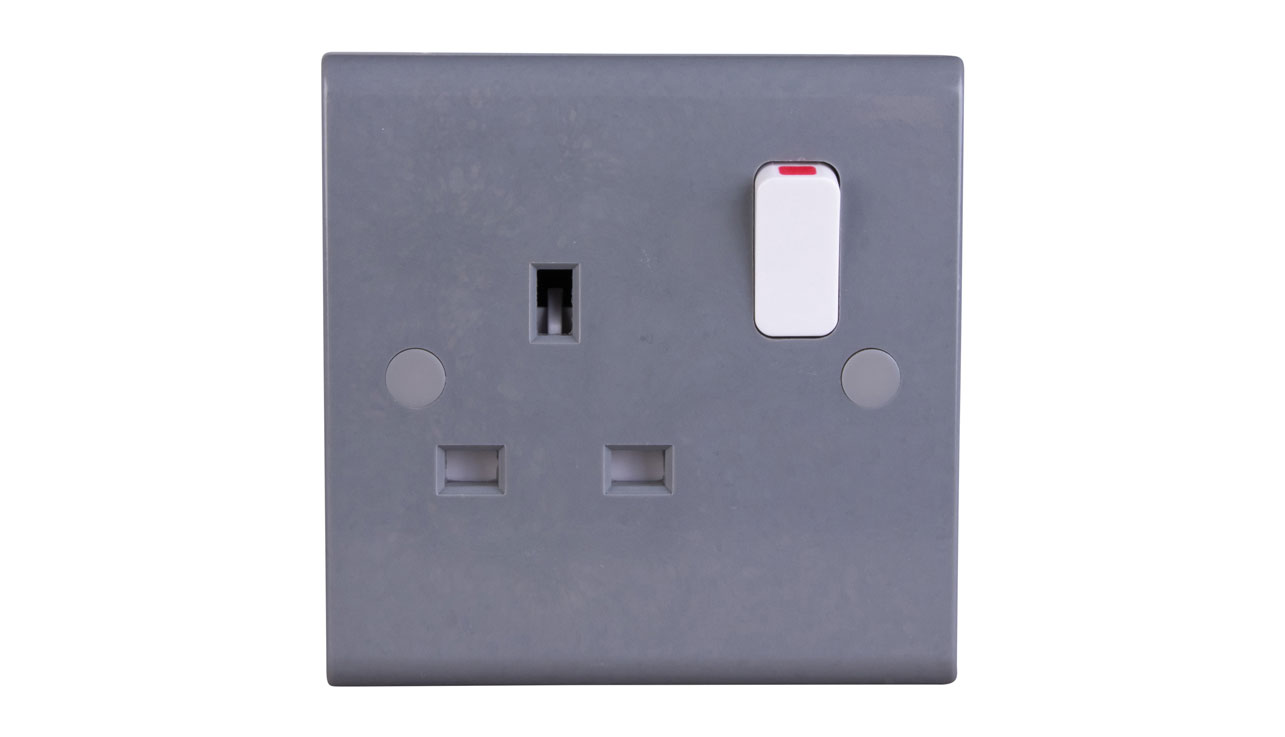 Deta S1451 Slimline Part M 1 Gang 13A Switched Socket DP Grey Box Of 10