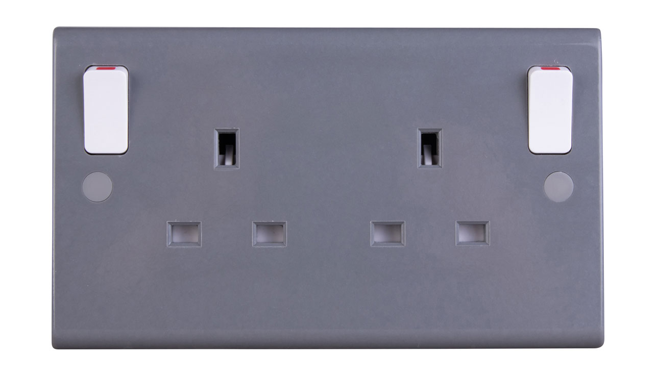 Deta S1453 Slimline Part M 2 Gang 13A Switched Socket DP with Outboard ...