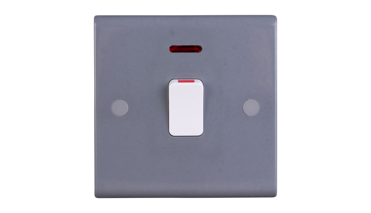 Deta S1481 Slimline Part M 20A DP Switch with Neon Grey Box Of 10