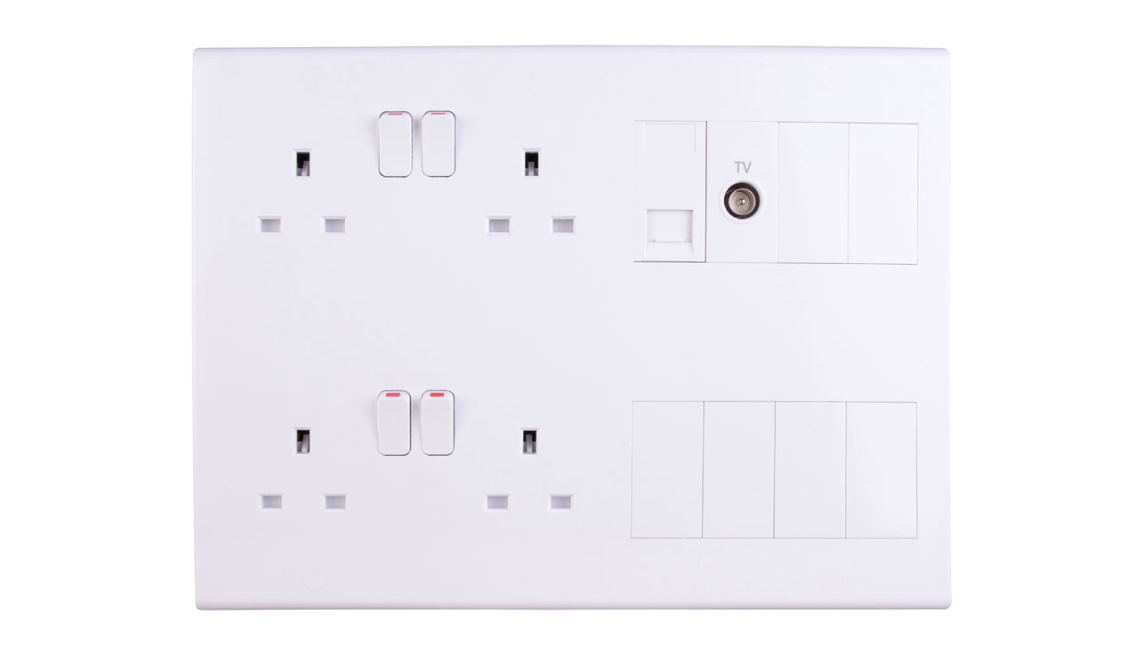 Deta S1988 Slimline Media Plate with Data Modules with co-axial Male ...
