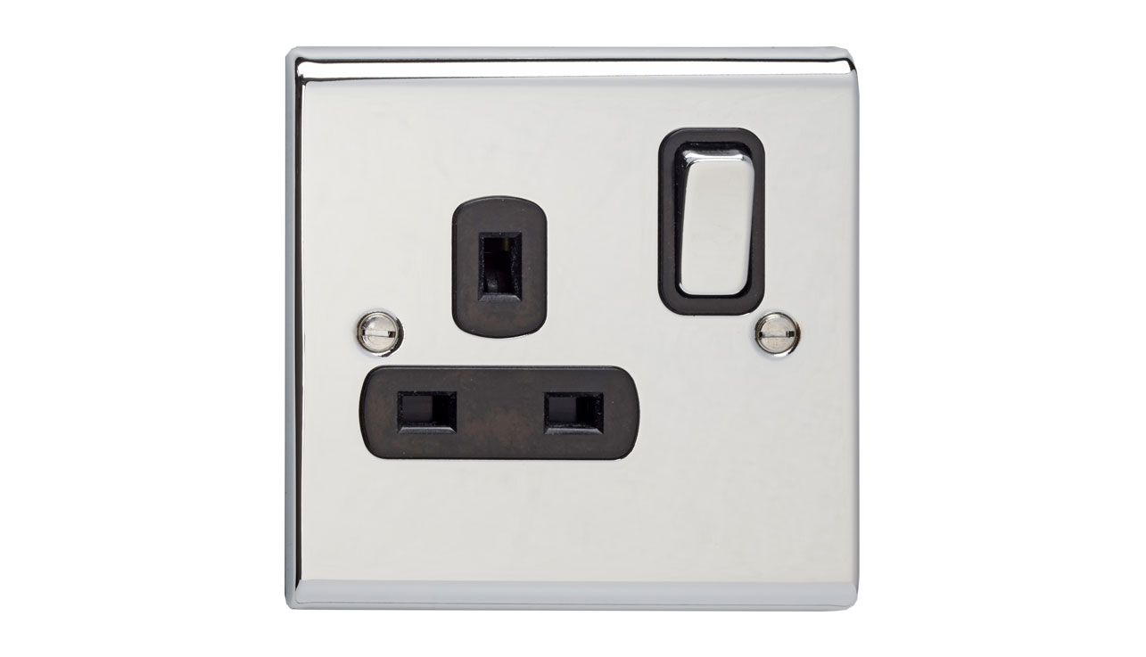 Deta SD1207CHB Slimline Decor 1 Gang 13A Switched Socket DP Chrome ...