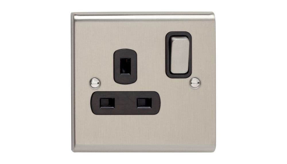 Deta SD1207SSB Slimline Decor 1 Gang 13A Switched Socket DP Stainless ...