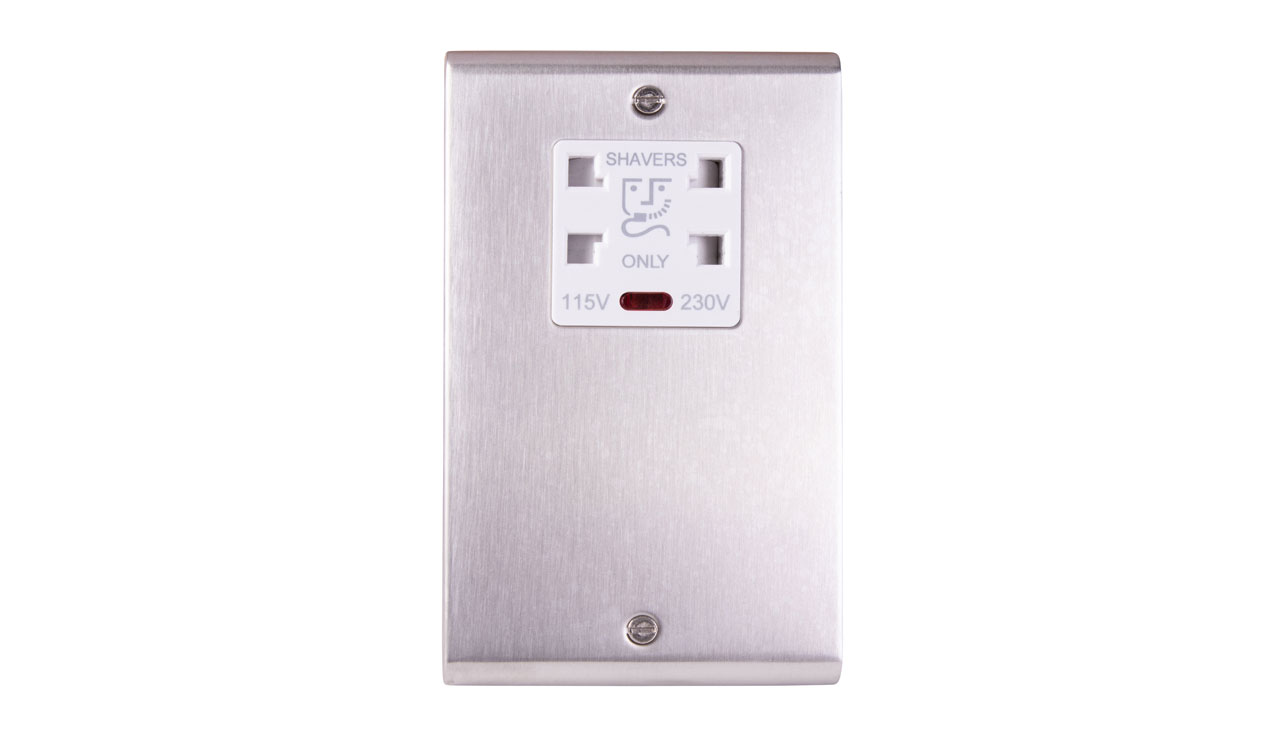 Deta SD1305SSW Slimline Decor Dual Voltage Shaver Socket with Neon ...