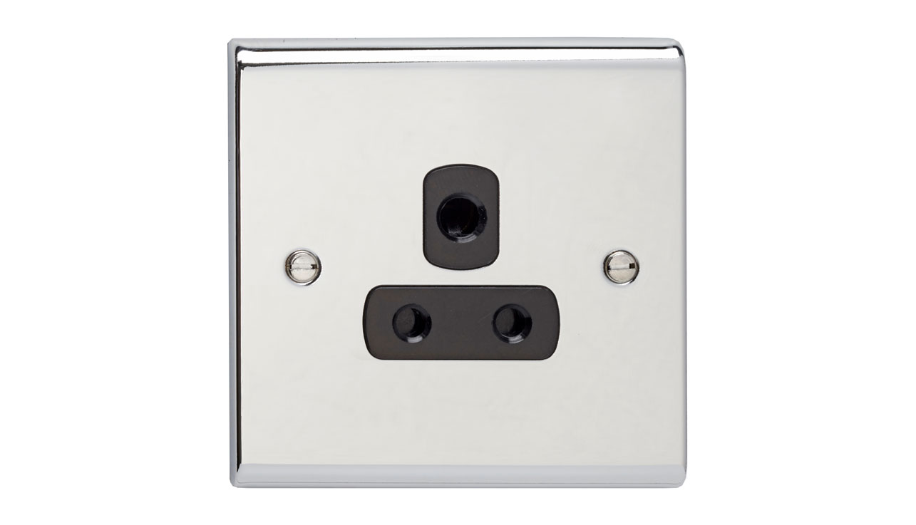 Deta SD1331CHB Slimline Decor 5A Unswitched Socket Round Pin Chrome ...