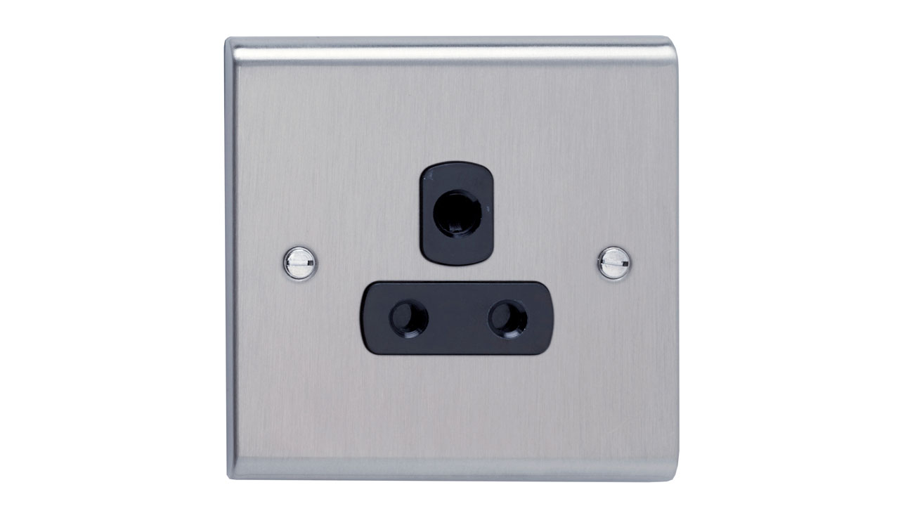 Deta SD1331SSB Slimline Decor 5A Unswitched Socket Round Pin Stainless ...