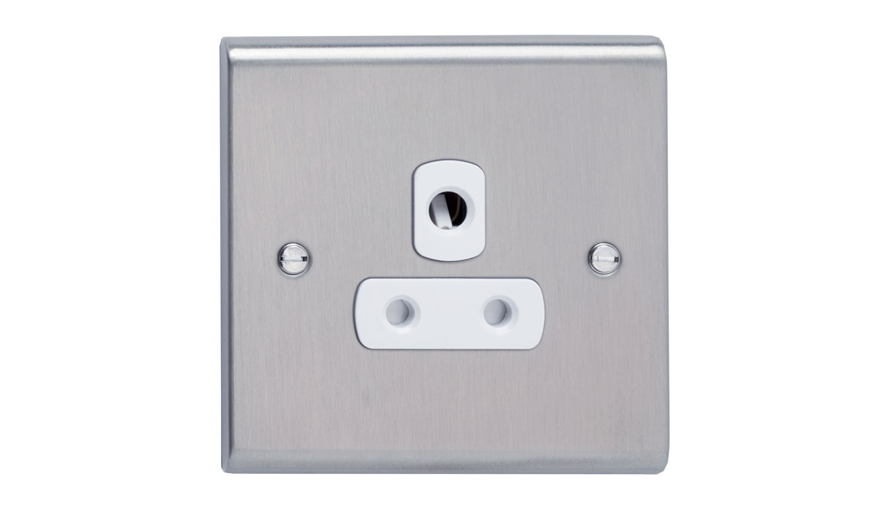 Deta SD1331SSW Slimline Decor 5A Unswitched Socket Round Pin Stainless ...