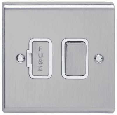 Deta SD1370SSW Decorative 13A Switched Fuse Spur Stainless Steel/White
