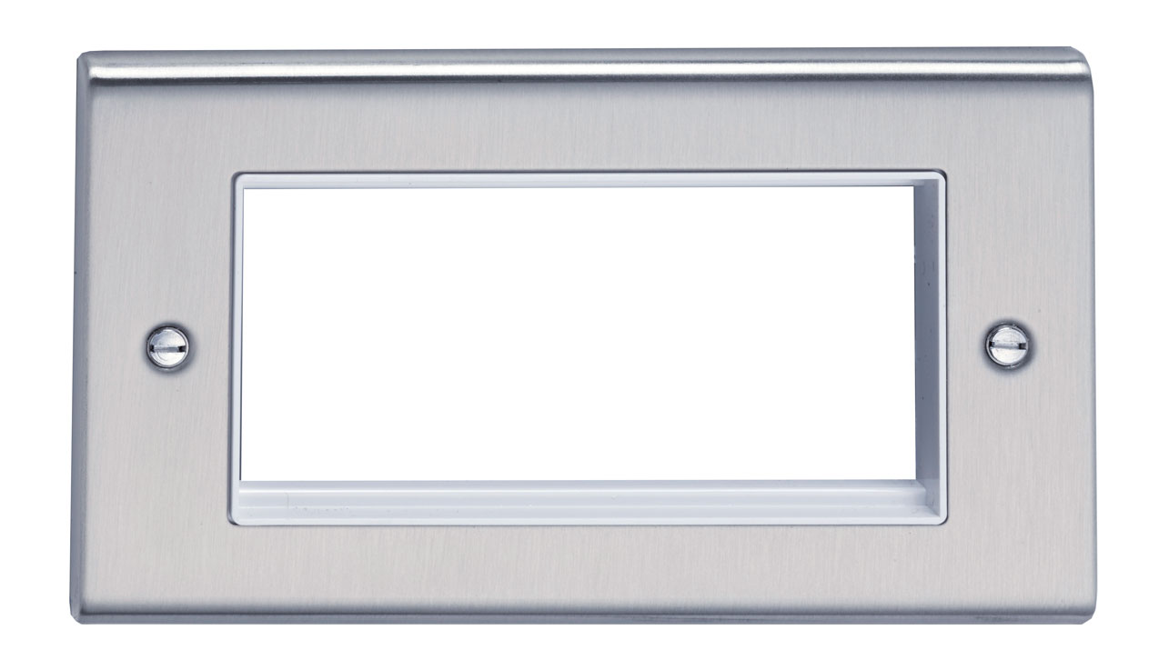 Deta SD1424SSW Slimline Decor Four Module Data Plate Stainless Steel White Insert Box Of 5