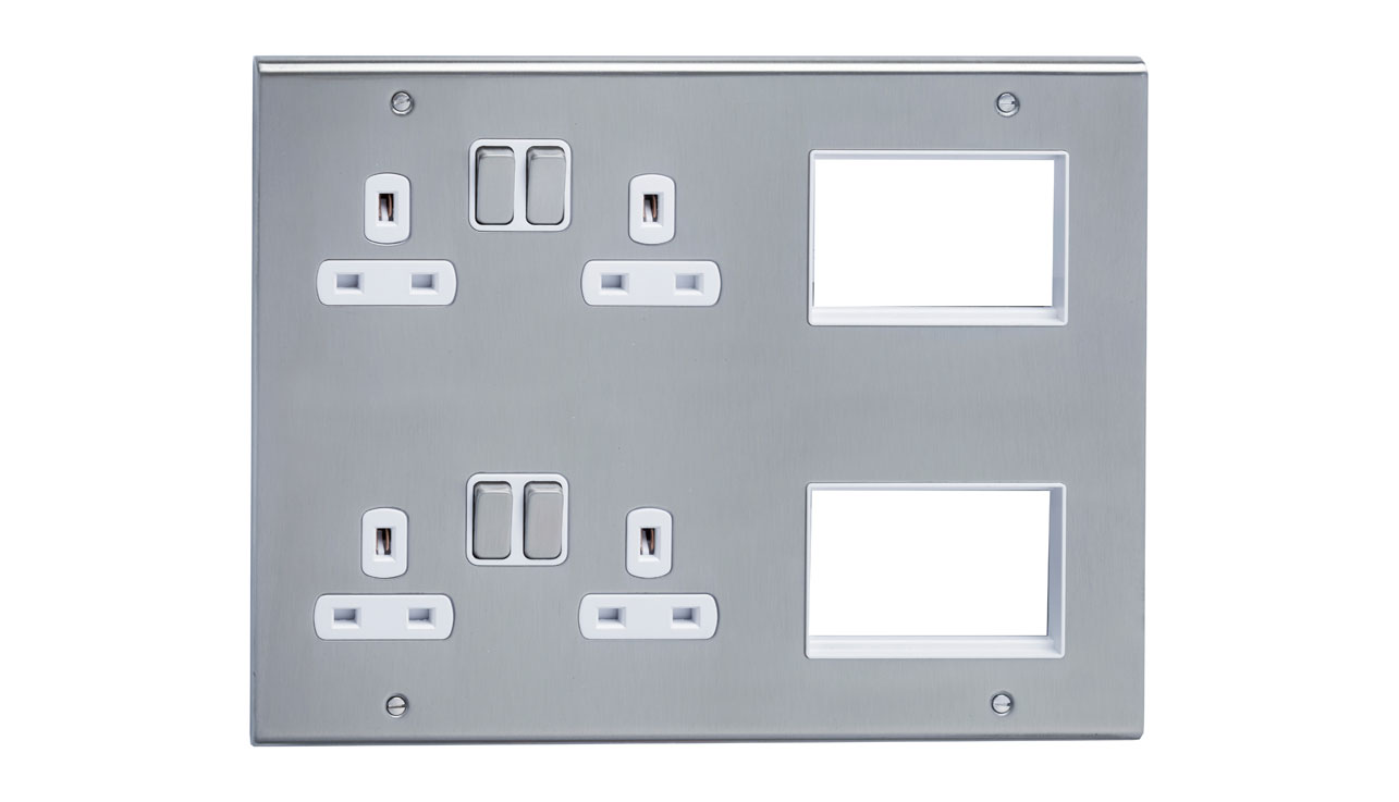 Deta SD1975SSW Slimline Decor Media Plate Stainless Steel White Insert