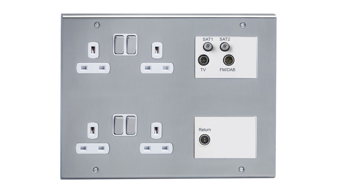 Deta SD1977SSW Slimline Decor Media Plate with Data Modules Stainless ...