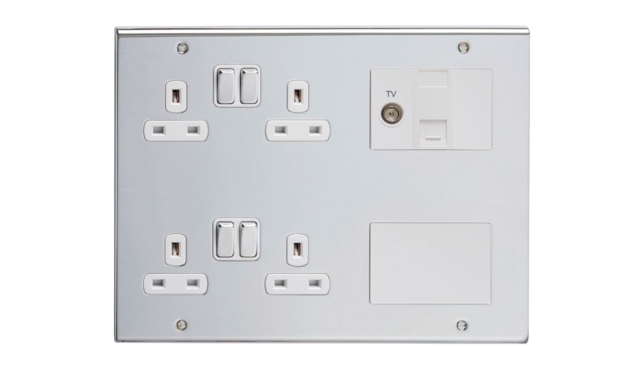 Deta SD1978CHW Slimline Decor Media Plate with Data Modules Chrome ...