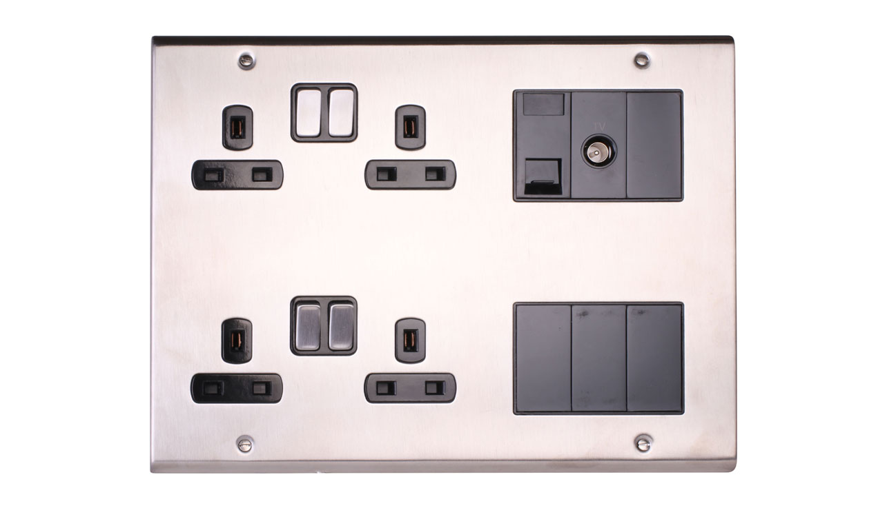 Deta SD1978SSB Slimline Decor Media Plate with Data Modules Stainless ...