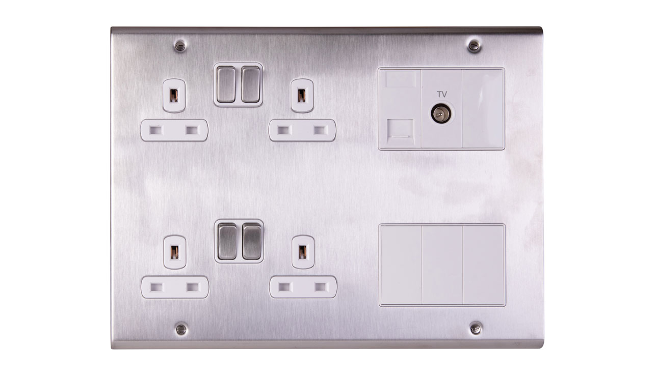 Deta SD1978SSW Slimline Decor Media Plate with Data Modules Stainless ...