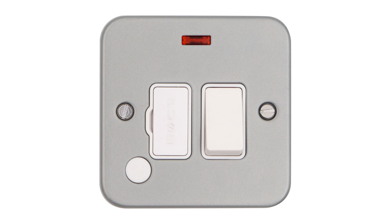 Deta VM1373 Vimark Metalclad 13A Switched Spur with Neon and Flex Outlet