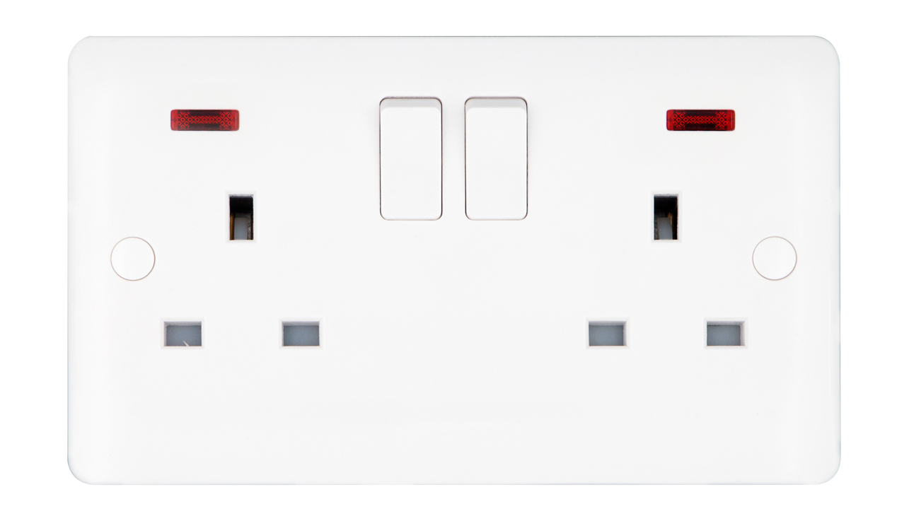 Deta VP1209DPN Vimark Pro 2 Gang 13A Switched Socket DP with Neon