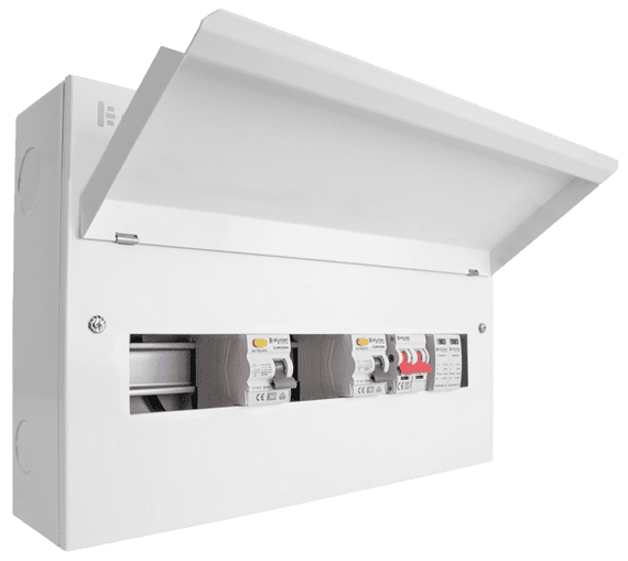 Elucian CUEB18MSRCDSP10 18 Way Consumer Unit 100A Main Switch 2X80A RCD ...