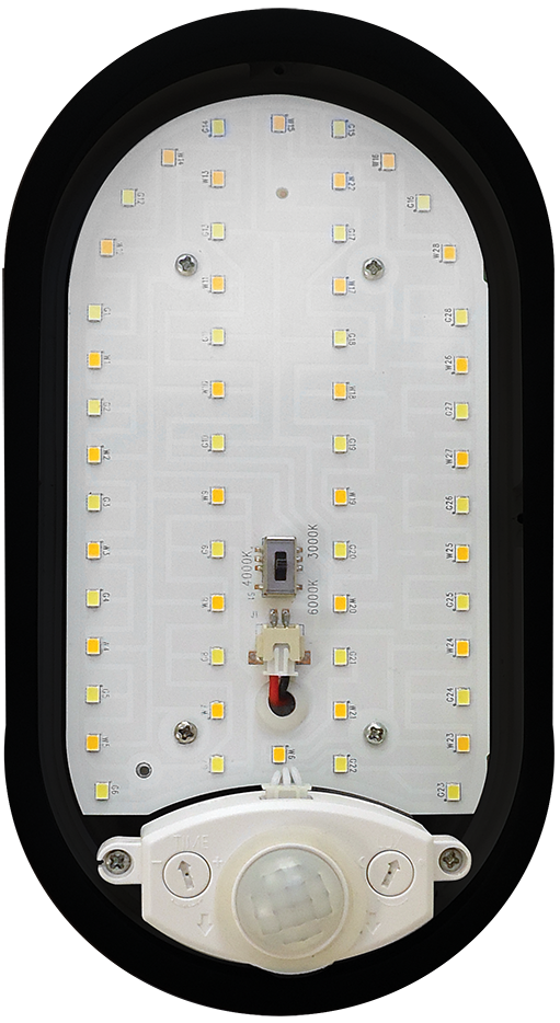 Eterna BHPIRCS Wall Mounted Black IP65 Bulkhead 10W CCT With Integral PIR