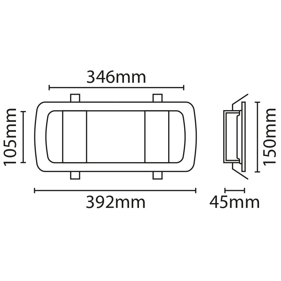 Eterna BULKFRAME Semi-Recessed Emergency Bulkhead White Frame