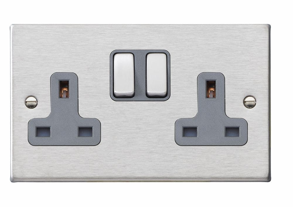 Hamilton 74SS2SS-QG Hartland Satin Stainless 2G 13A Double Pole Switch ...