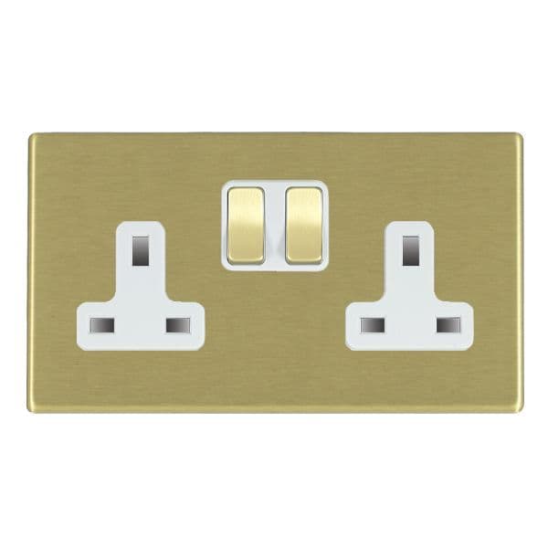 Hamilton 7G22SS2SB-W Hartland G2 Satin Brass 2G 13A Double Pole Switch ...