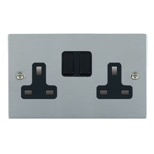 Hamilton 86SS2BL-B Sheer Satin Chrome 2G 13A Double Pole Switch Socket ...