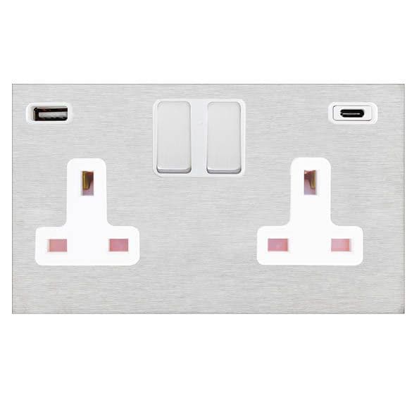 Hamilton 8G24SS2USBCSS-W Sheer G2 Satin Stainless Double Pole 2G ...