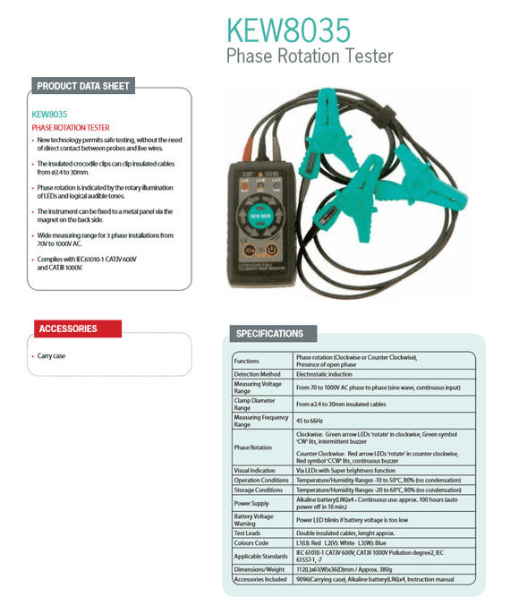 Kewtech KEW8035 Non Contact Phase Rotation Tester