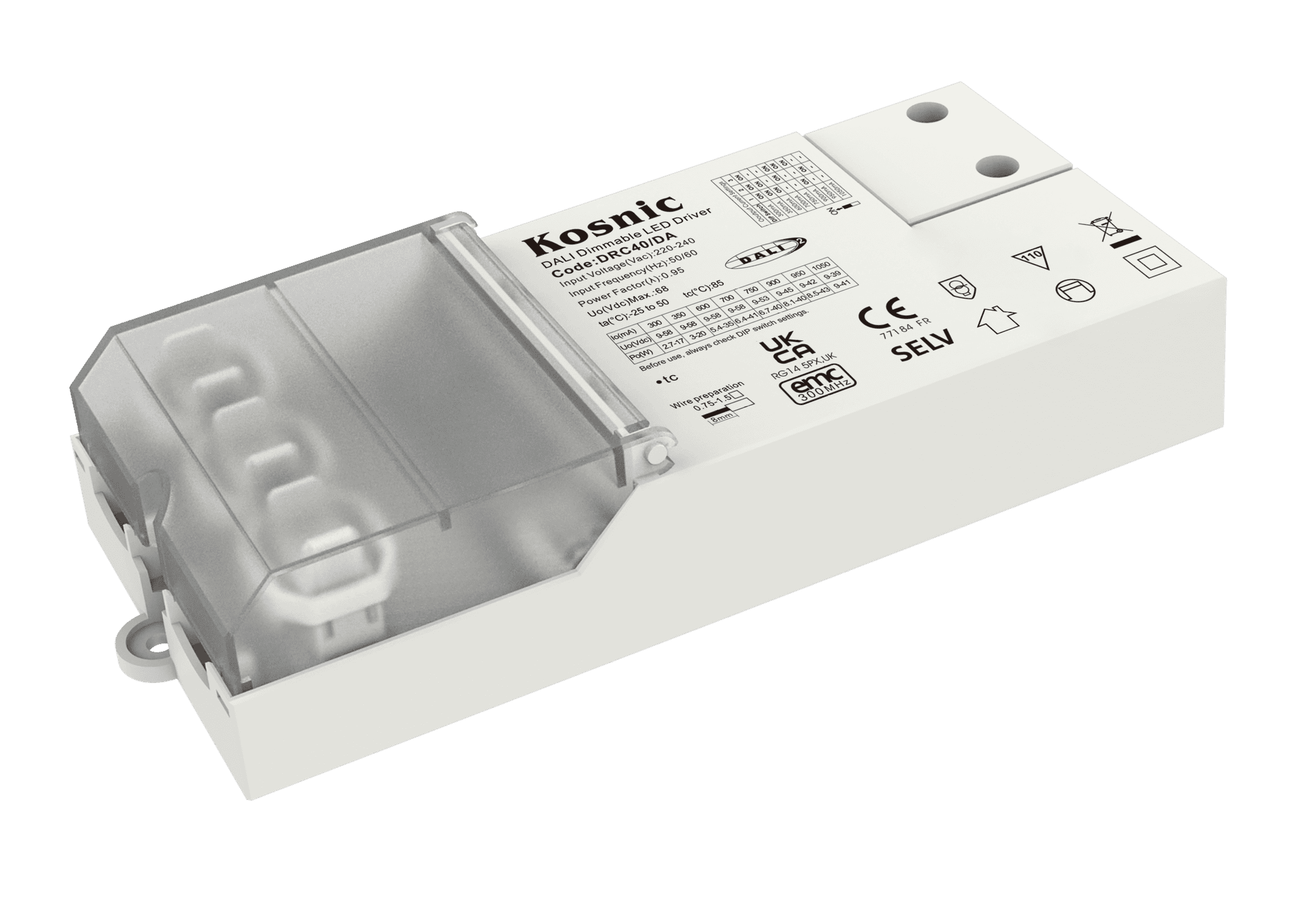 Kosnic DRC40/DA 40W DALI2 1-10V Primary Push Dim Driver