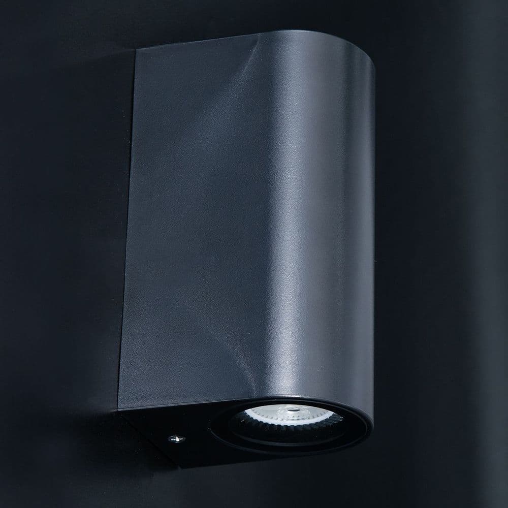 KSR Lighting KSR1527 Norcia Il GU10 Round IP54 Up And Down Wall Light Black