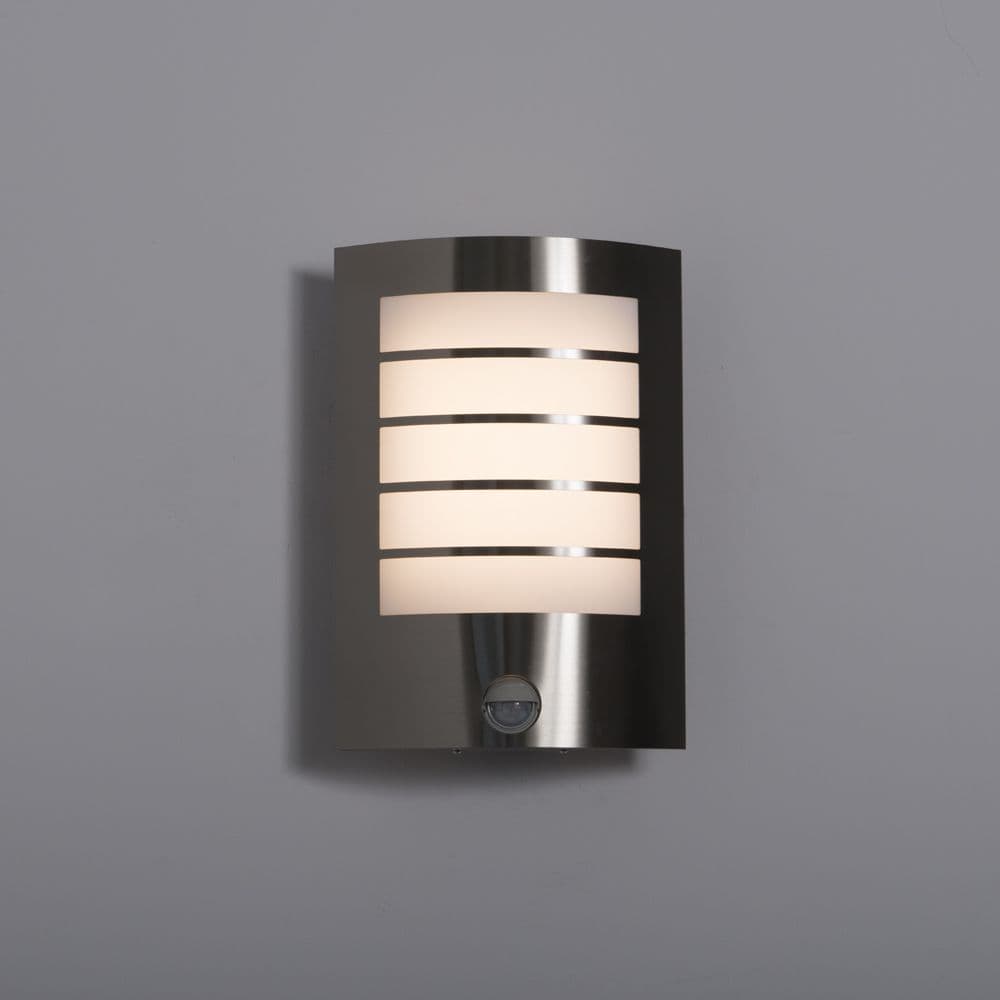 KSR Lighting KSR9956SS Acqua 8W 3000K LED IP44 Wall Light C/W PIR ...