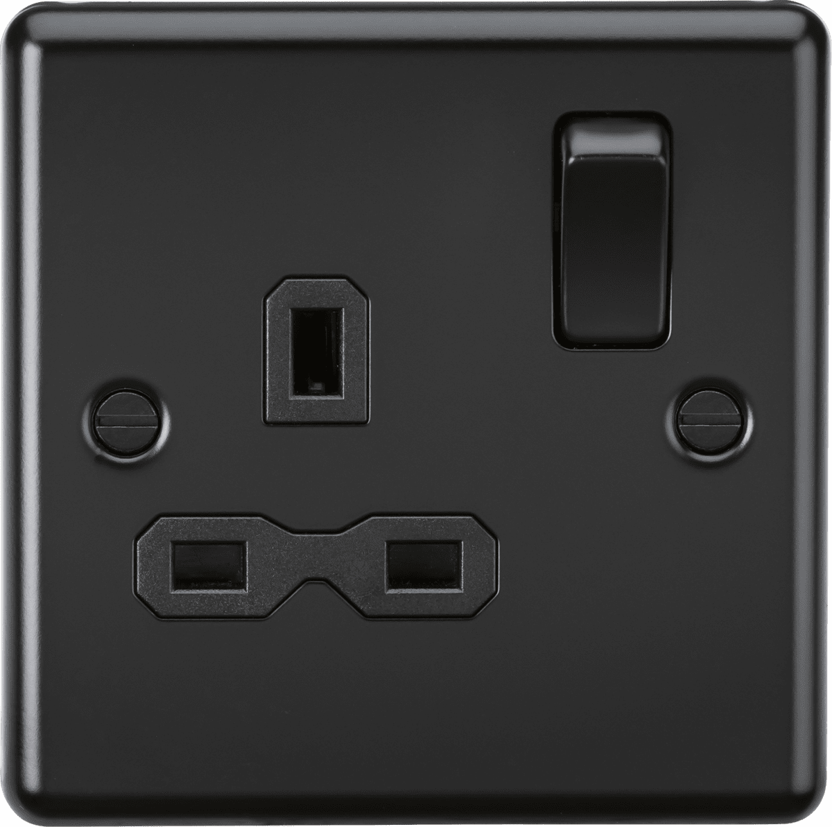 ML Accessories CL7MBB 13A 1G DP Switched Socket - Matt Black with Black ...