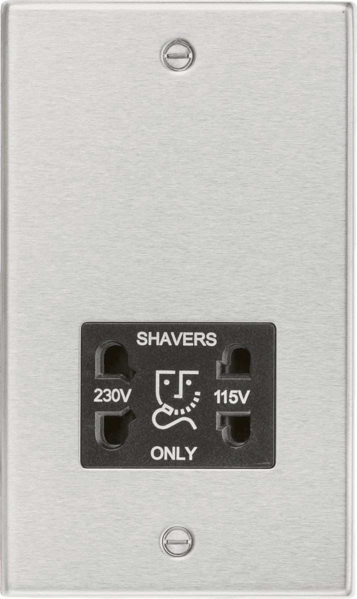 ML Accessories CS89BC Dual Voltage Shaver Socket Square Edge Brushed Chrome