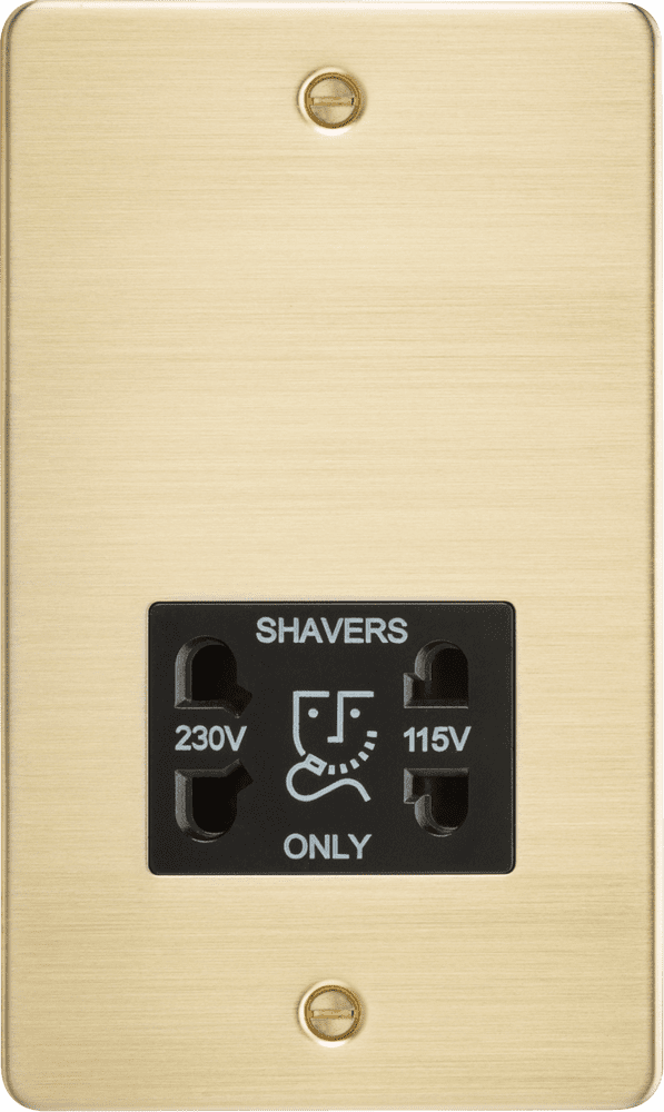 ML Accessories FP8900BB Flat Plate dual voltage shaver socket brushed brass