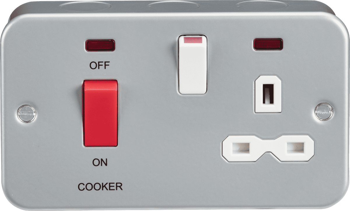 ML Accessories MR8333N Metal Clad 2G 45A DP Cooker Switch and 13A Switched Socket with Neons