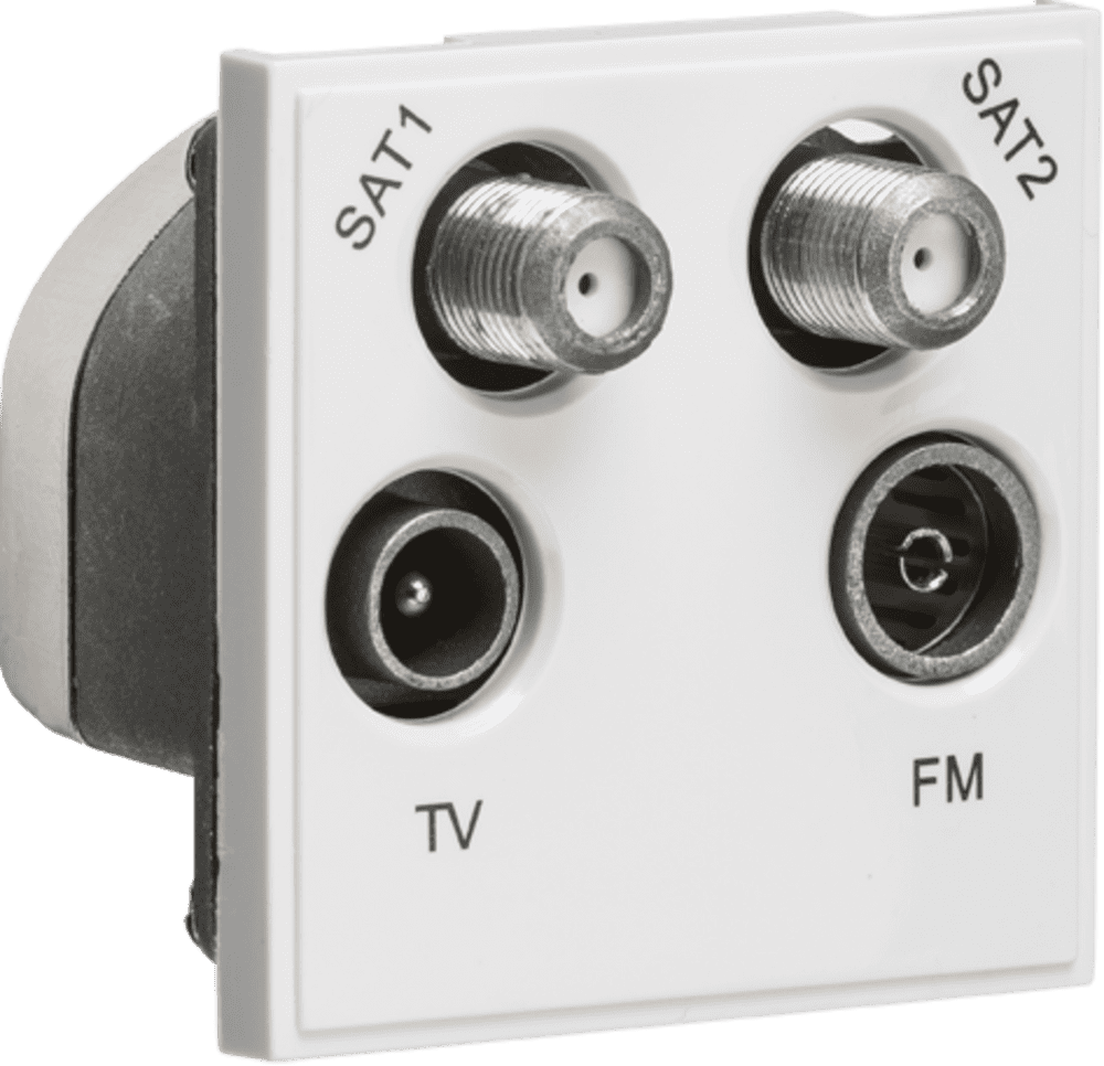 ML Accessories NETQDWH Quadplexed SAT1/SAT2/TV/FM DAB Outlet Module 50 ...