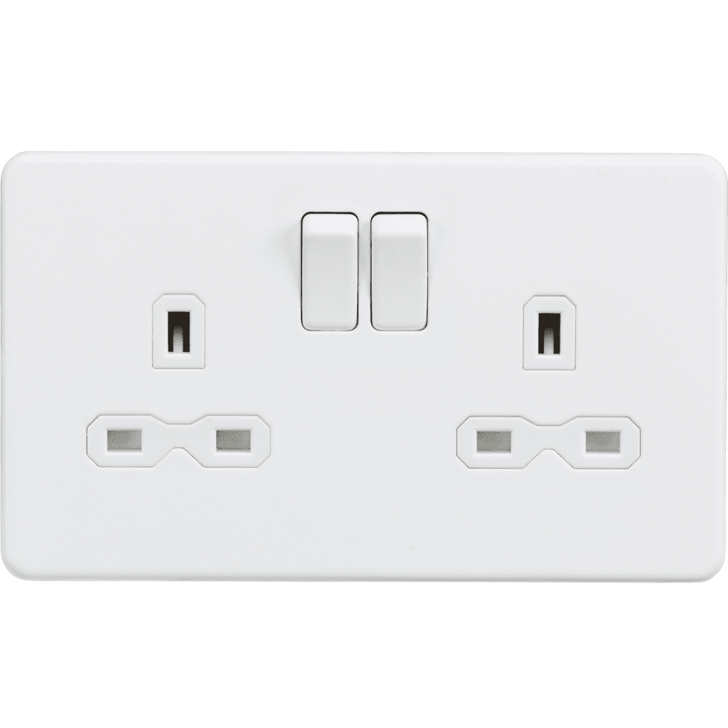 ML Accessories SFR9000MW Screwless 13A 2G DP Switched Socket - Matt White