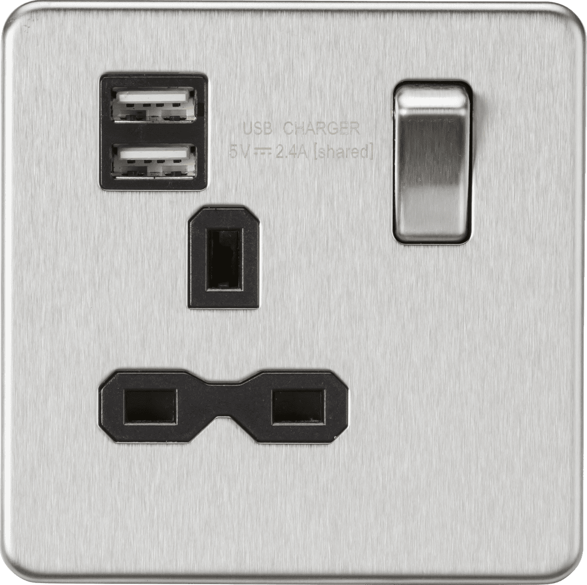 ML Accessories SFR9124BC Screwless 13A 1G switched socket dual USB ...