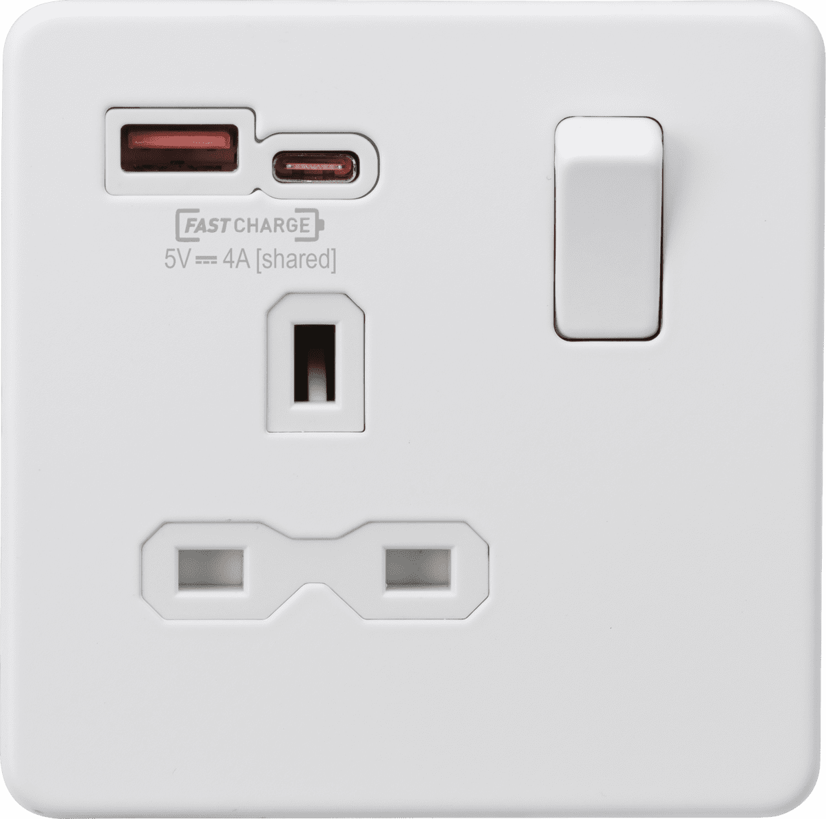ML Accessories SFR9919MW 13A 1G Switched Socket with dual USB ...