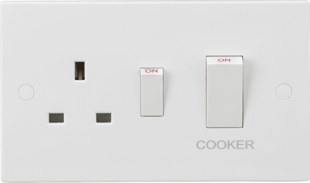 ML Accessories SN8333W 45A DP Cooker Switch and 13A Socket White Rocker ...
