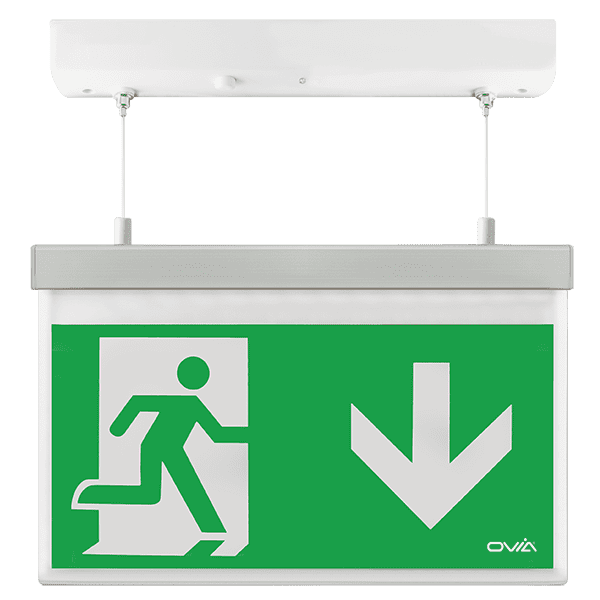 Ovia Lighting OEV2-D-ST 2W LED M Hanging Exit Sign Leg Down Self Test