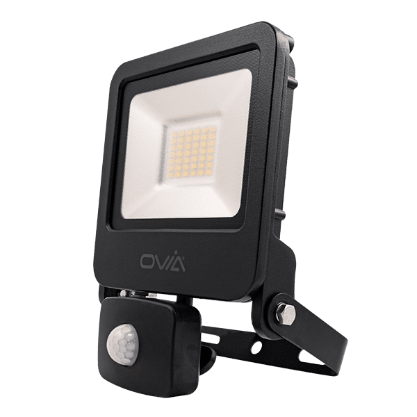 Ovia Lighting OV10130BKCWPIR 30W LED Floodlight 4K Black IP44 PIR