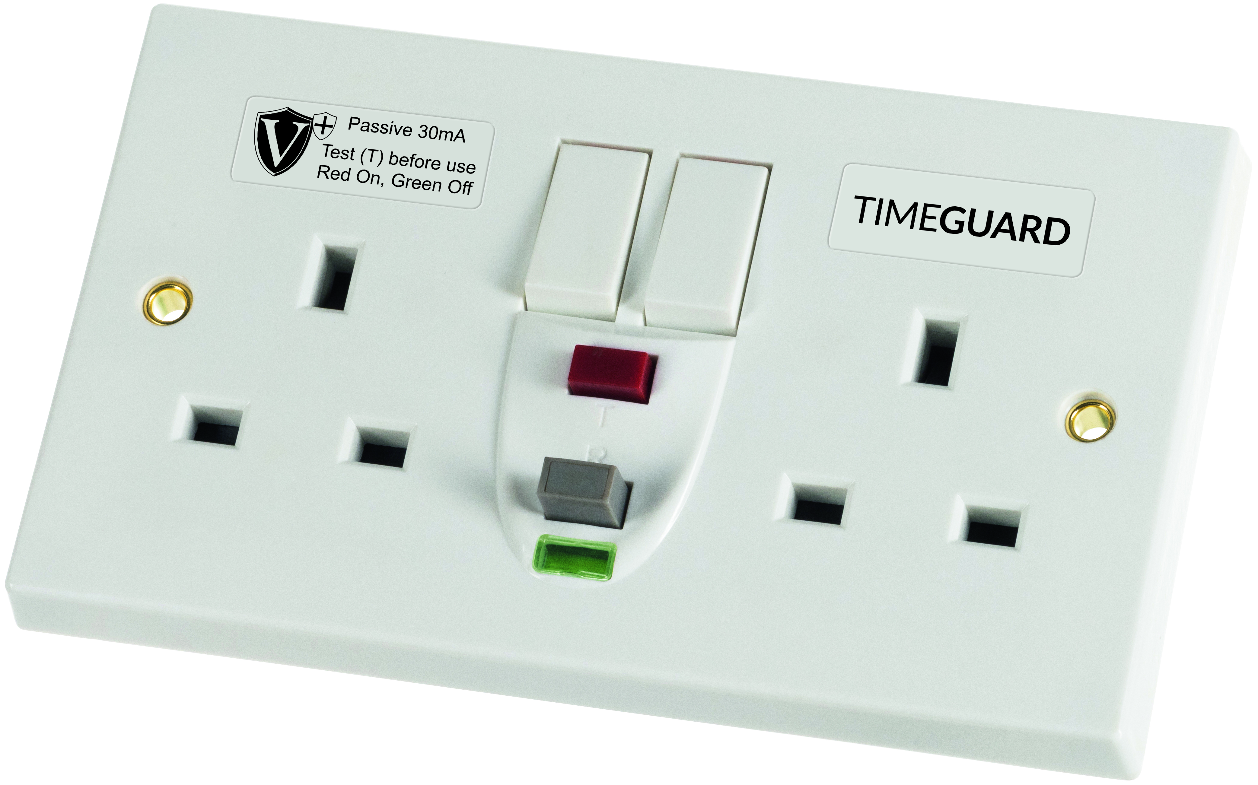 Timeguard RCD06WPVN Valiance RCD Protected Double Gang White Switched ...