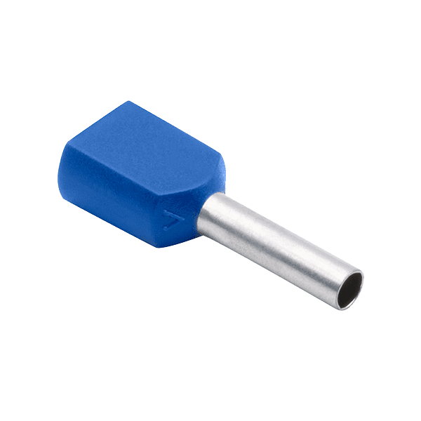 Unicrimp QDBFR075 0 75mm Blue French Double Bootlace Ferrule PK100