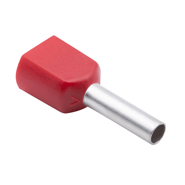 Unicrimp QDBFR1 1 0mm Red French Double Bootlace Ferrule PK100