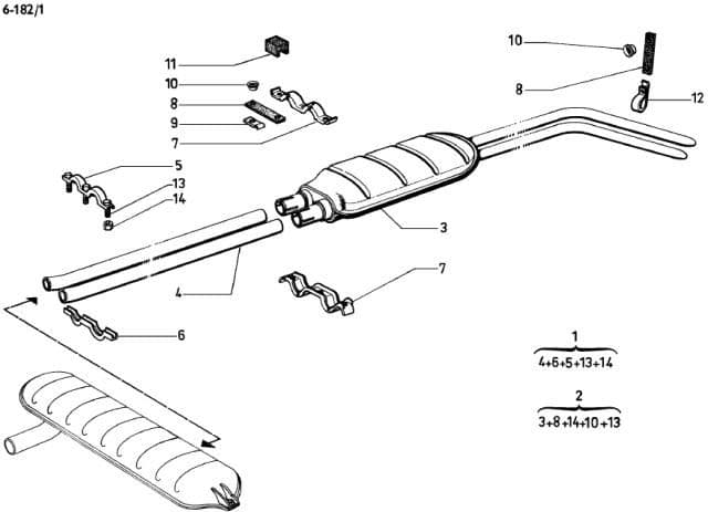 Rear exhaust mounting set
