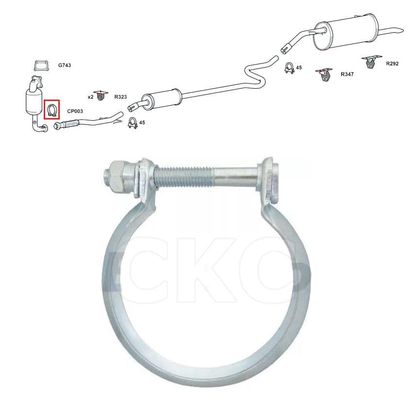 For Citroen DS3 Models 1 2 Front Down Pipe Lower CAT Section Exhaust Clamp