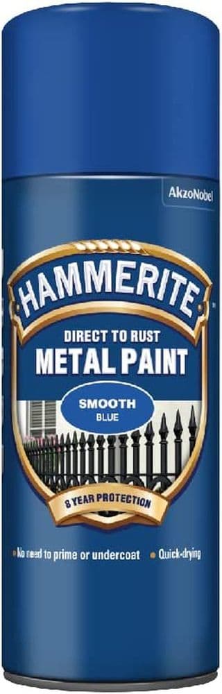 Hammerite Direct to Rust Metal Paint Aerosol Smooth Blue Finish 400ML