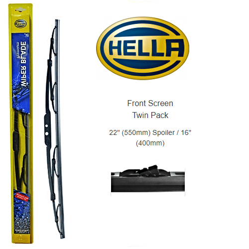 HELLA STANDARD BLADE FRONT SCREEN TWIN PACK 22" 550MM / 16" 400MM