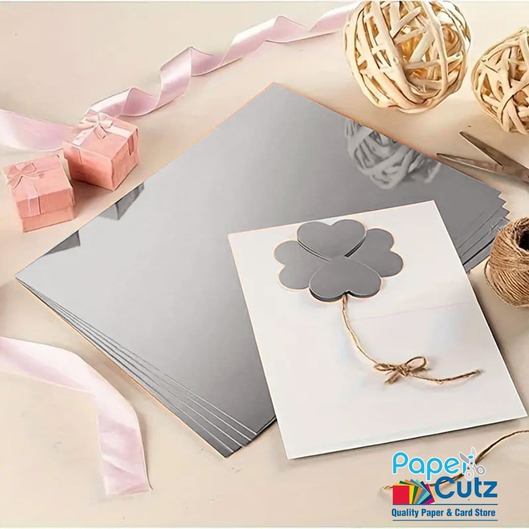 A1 Silver Mirror Card Shiny Crafts Reflective - 1 Sheets